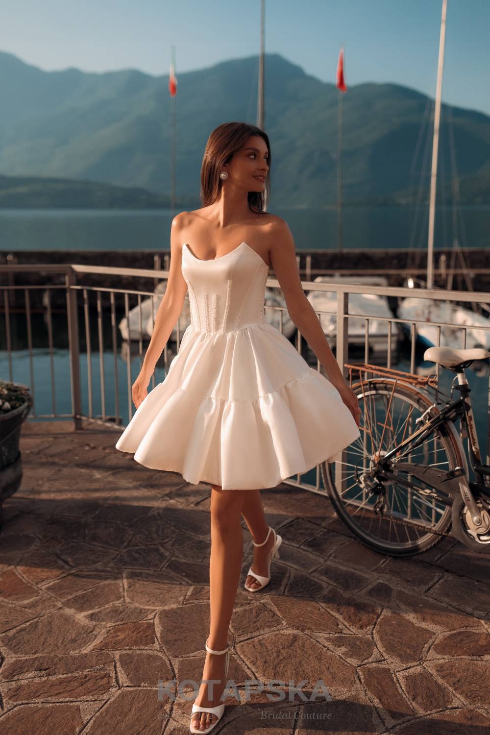 Iryna Kotapska F2616 – Satin Corset Dress with Optional Tulle Bolero ...