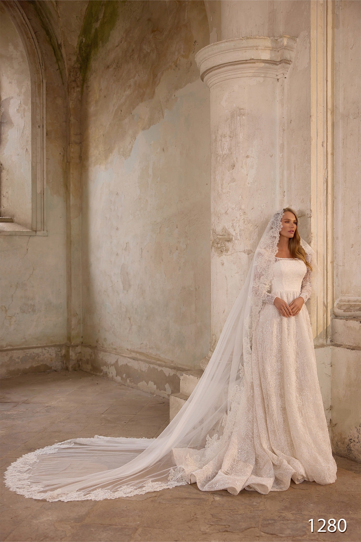 Vissaria V1280 Lace Long Sleeve Wedding Gown | Marelli Exclusive
