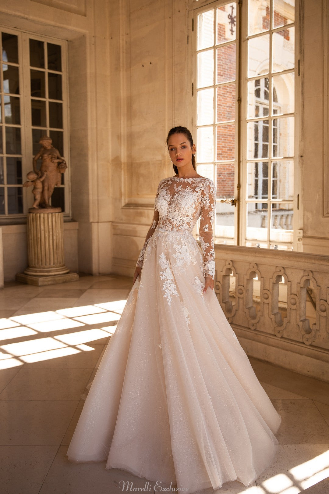 Opulent Floral Applique Dress with Lush Skirt and Elegant Corset ...
