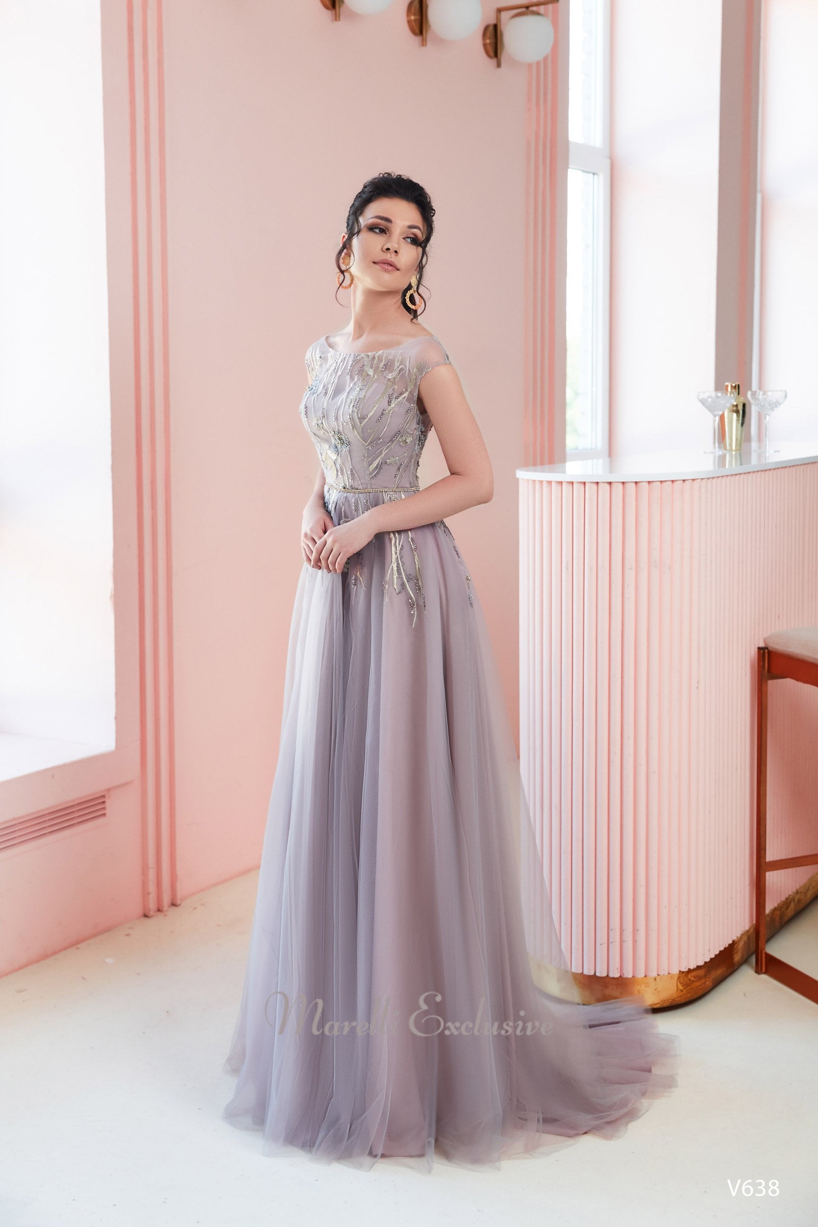 Stunning Ball Gown with Floral Lace Overlay | Marelli Exclusive